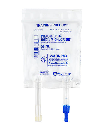 Practi-0.9% Sodium Chloride™ 50 mL I.V. Solution Bag (for training) – Anchor Simulation